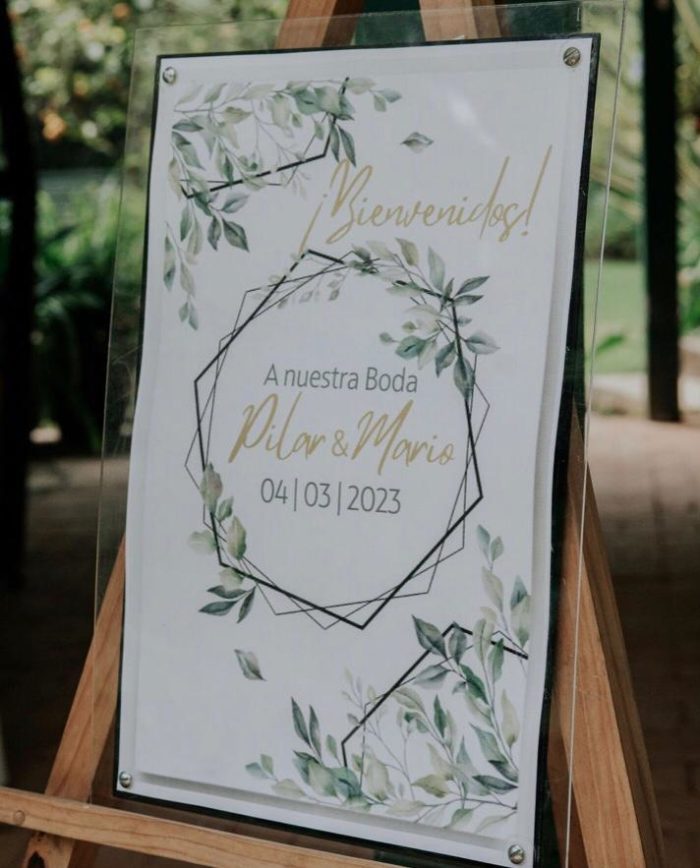 Alquiler de rótulo de bienvenida acrílico (30 x 40 cm) + caballete ...